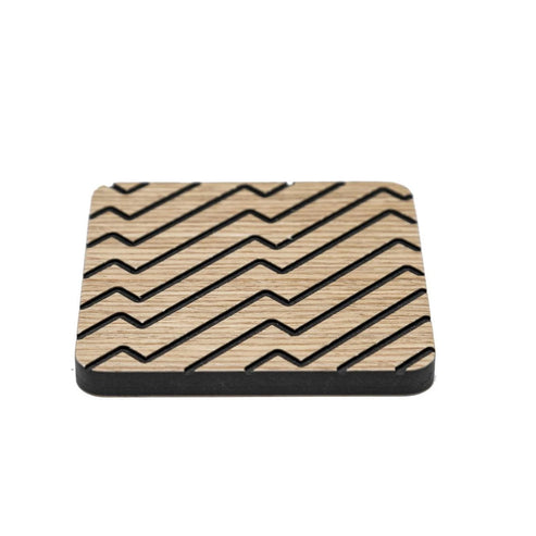 IULIA Black and Oak Zigzag Wood Coaster Set – Iulia Shop