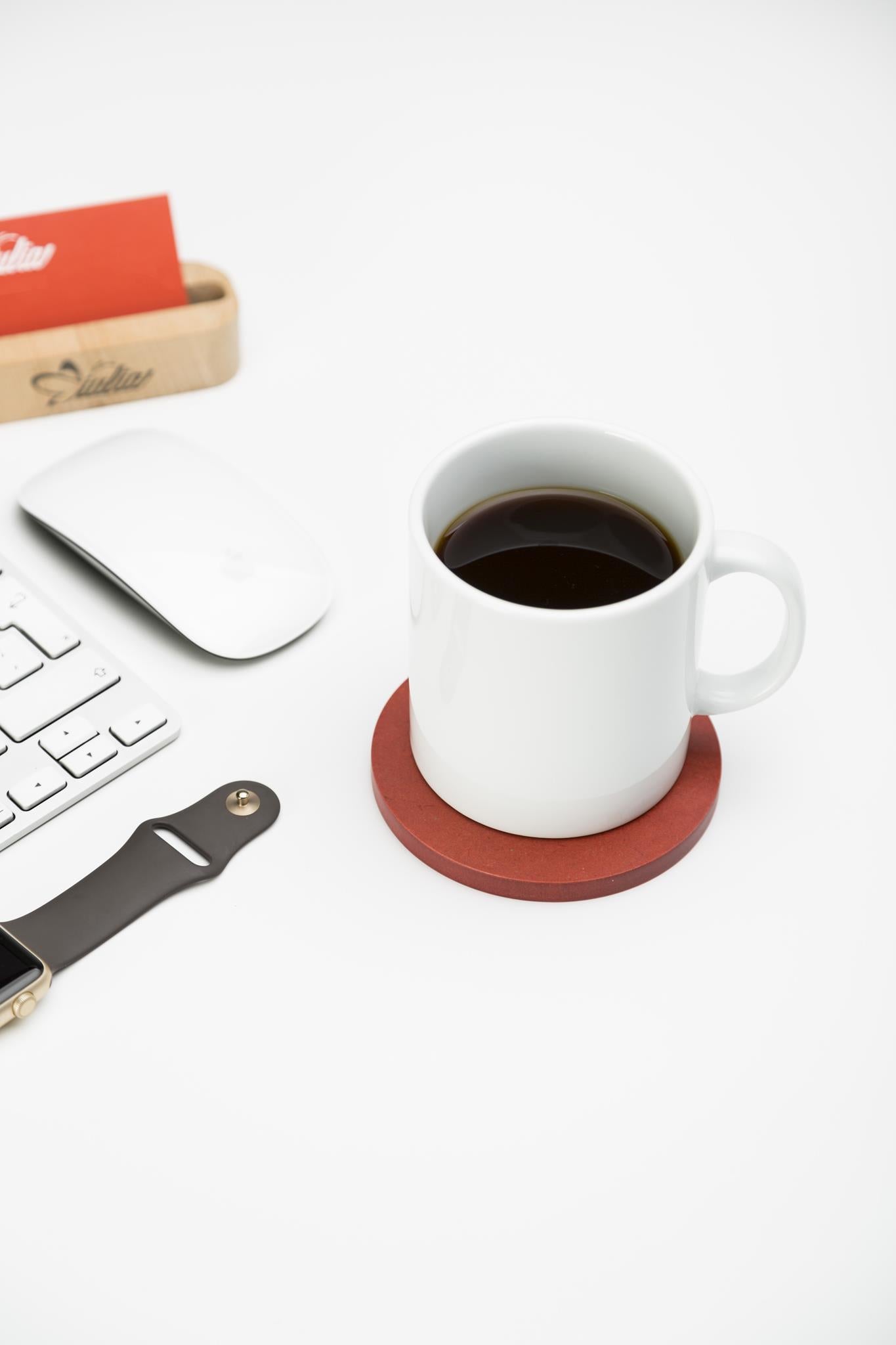 IULIA Red Round Wood Coaster with Cork Rubber Bottom Set – Iulia Shop